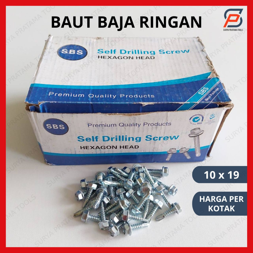 Jual [1000 PCS] Baut Rangka Baja Ringan 10x19 Per Kotak Skrup Roofing ...