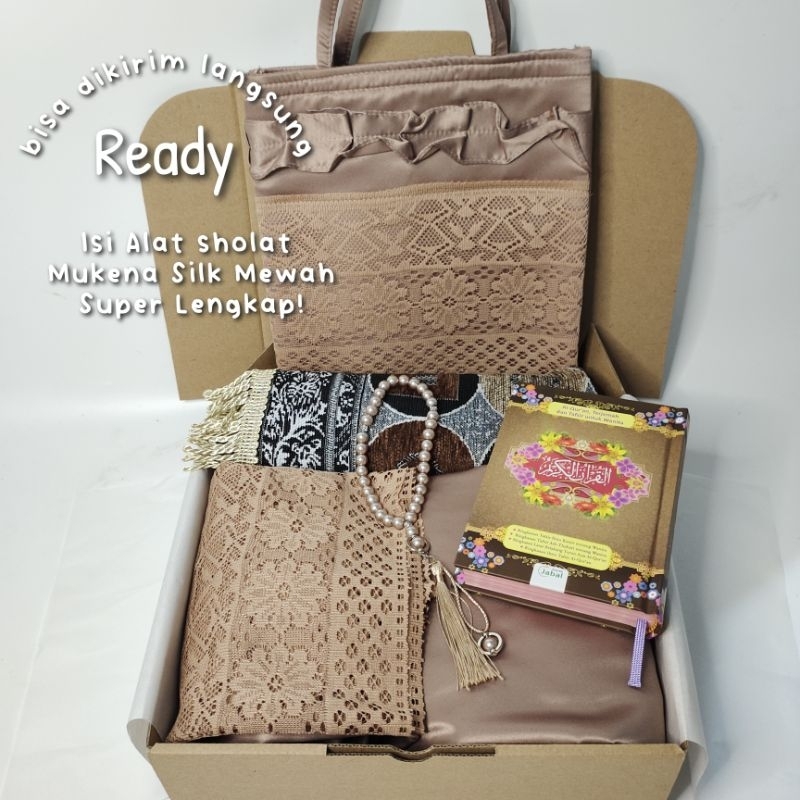 Jual Seperangkat alat sholat mukena silk renda mewah | Mukena Mahar ...