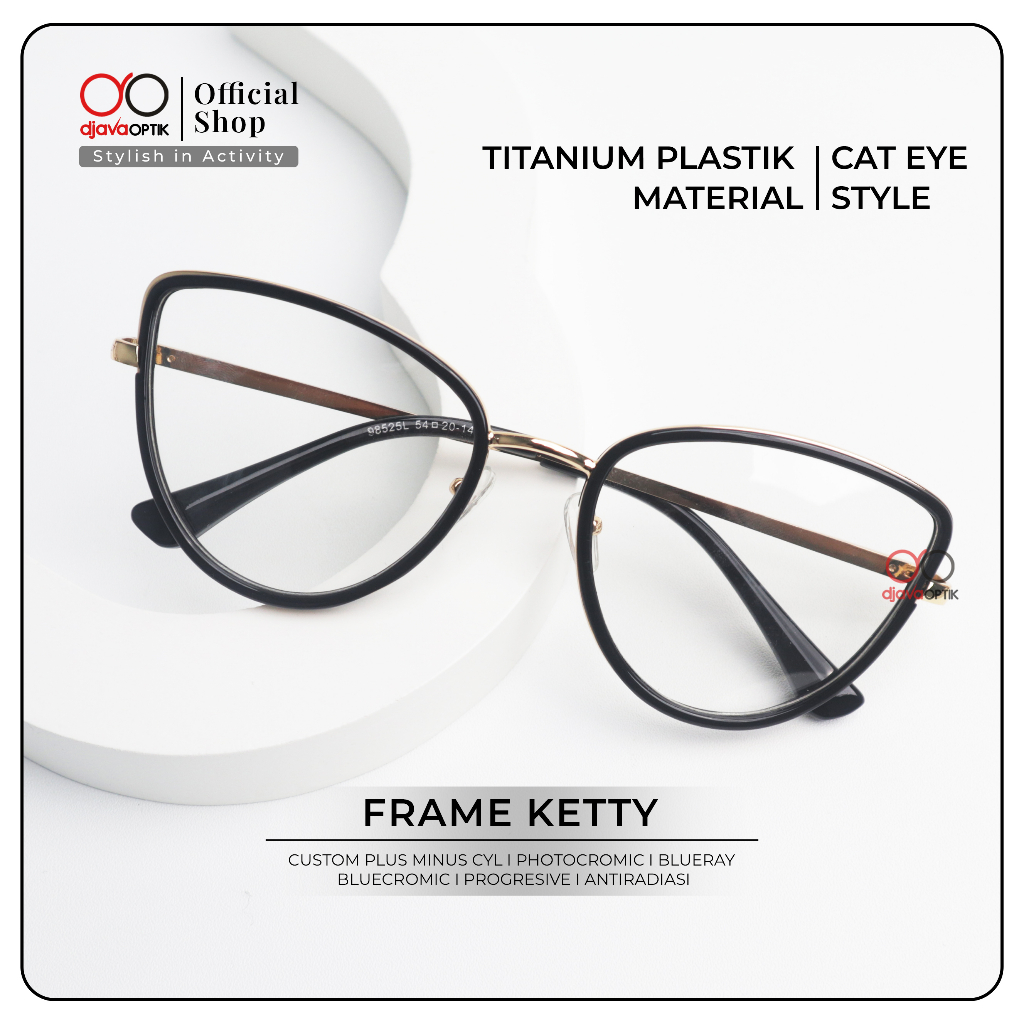 Jual DJAVA OPTIK - Frame Ketty - Kacamata Wanita Cat Eye Lensa Antiradiasi Photocromic Blueray ...