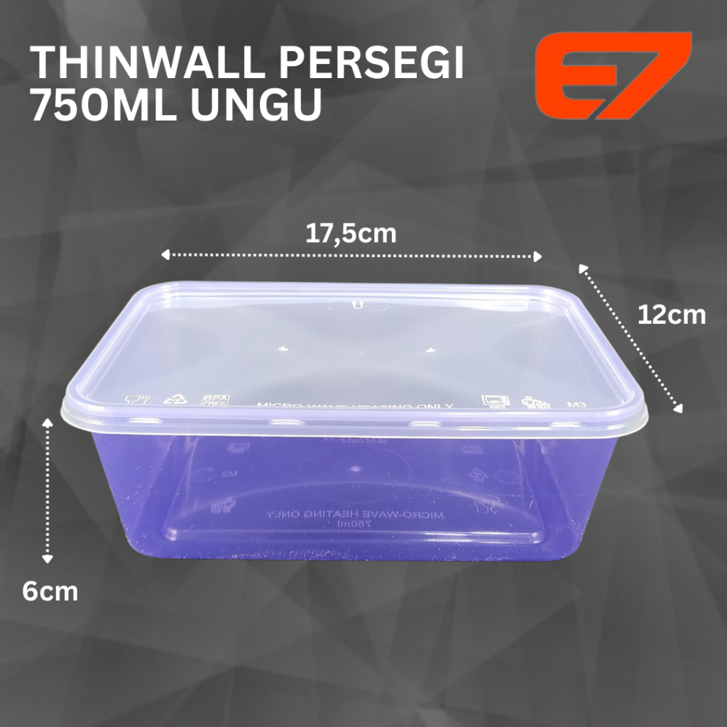 Jual Thinwall Persegi Suapi Rt Warna 750ml Isi 25pcs Merah Orange
