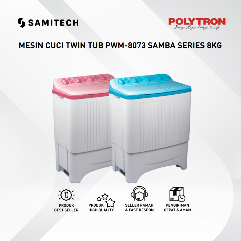 Jual MESIN CUCI POLYTRON DUA TABUNG TWIN TUB PWM-8073 8073 8KG | Shopee ...