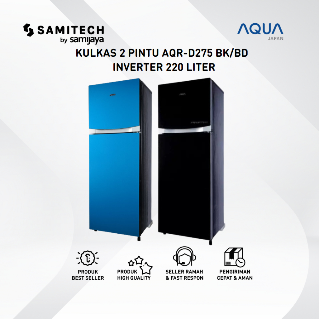 Jual KULKAS 2 PINTU AQUA AQR-D275R / AQR D275 INVERTER 220 LITER BERGARANSI | Shopee Indonesia
