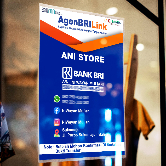 Jual STIKER / POSTER DAFTAR TARIF AGEN BRILINK BSI MANDIRI, TOP UP, TOP ...
