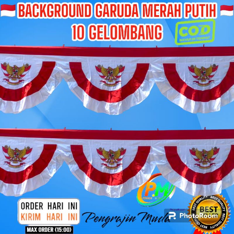 Jual Bendera Background Garuda Indonesia merah putih panjang 10 Gelombang | Shopee Indonesia