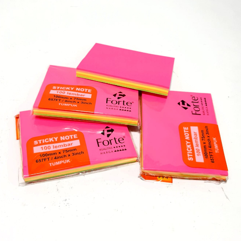 Jual HARGA GROSIR (1PACKS/100LBR) MEMO STICKY NOTE TUMPUK 4X3inch FORTE ...