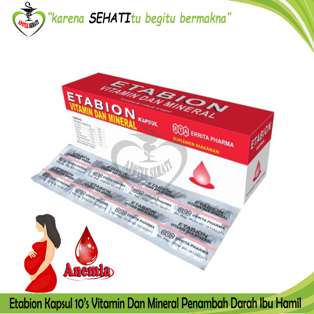 Jual ETABION KAPSUL / MULTIVITAMIN IBU HAMIL / TAMBAH DARAH | Shopee ...