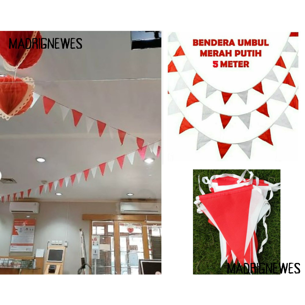 Jual Bendera Segitiga Kain Merah Putih Dirgahayu 17 Agustus / Hiasan HUT RI / Bendera Umbul ...