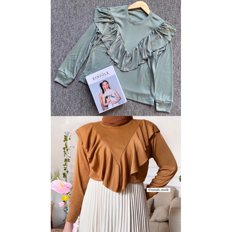 Jual Kaos Lengan Panjang Rumbai / Azura Blouse/ Nuna Blouse/ Knit ...