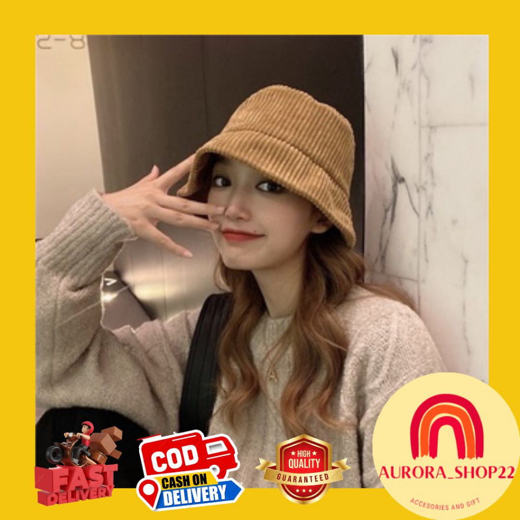 Jual [COD] TOPI FASHION KOREA PRIA WANITA UNISEX TOPI BUCKET HAT BAHAN CURDUROY IMPORT PREMIUM ...