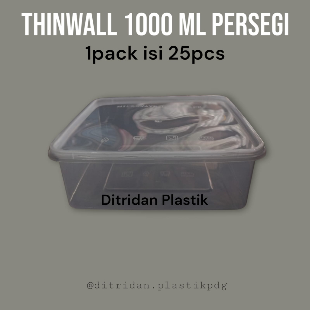 Jual Thinwall DM Cup Makanan Square Ukuran 1000ml,1500ml (25pcs ...