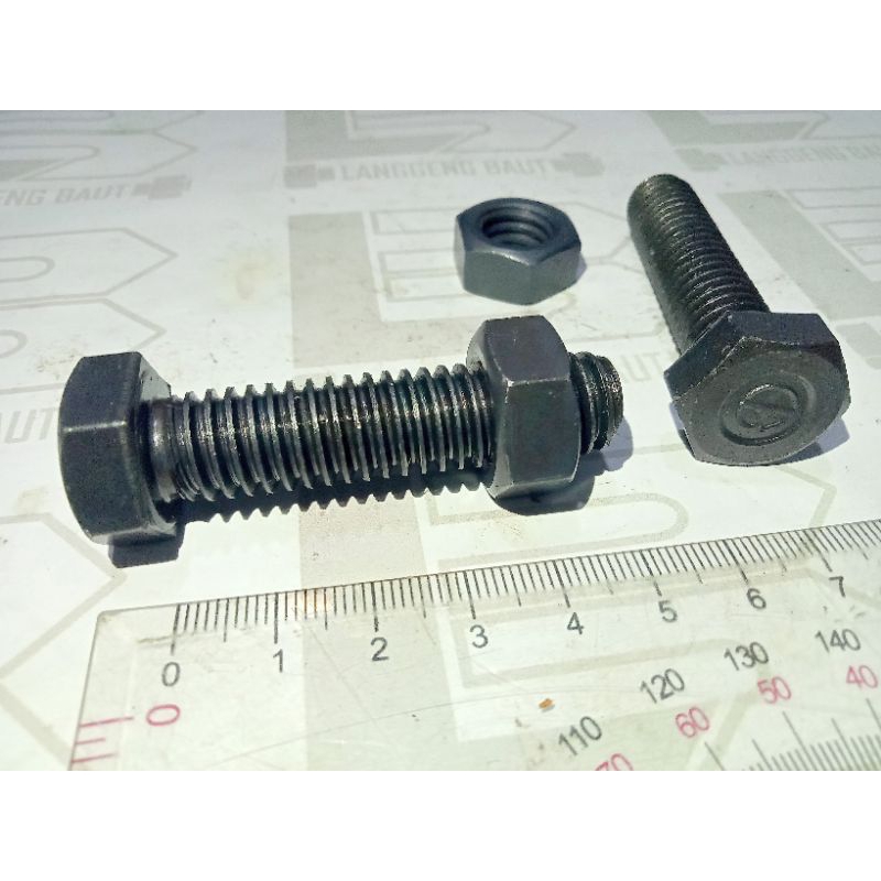 Jual Mur Baut NC 1/2 x 2 / Kunci 19 Panjang 5 cm Hitam | Shopee Indonesia