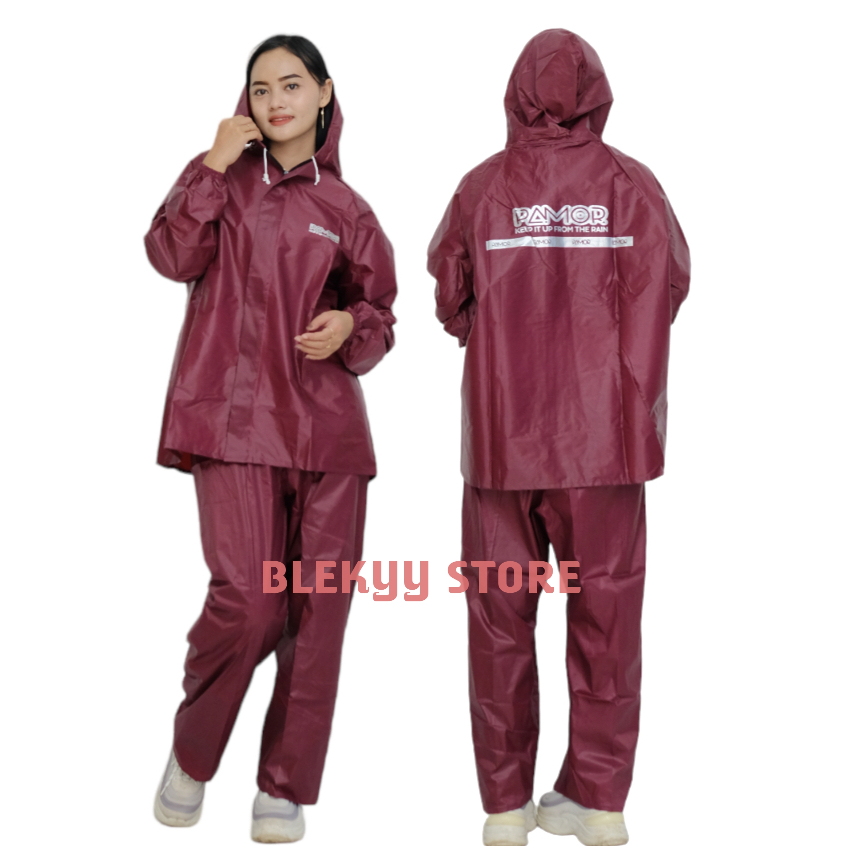 Jual JAS HUJAN, RAINCOAT Pria Wanita Terbaik By PAMOR Anti Rembes Maroon | Shopee Indonesia