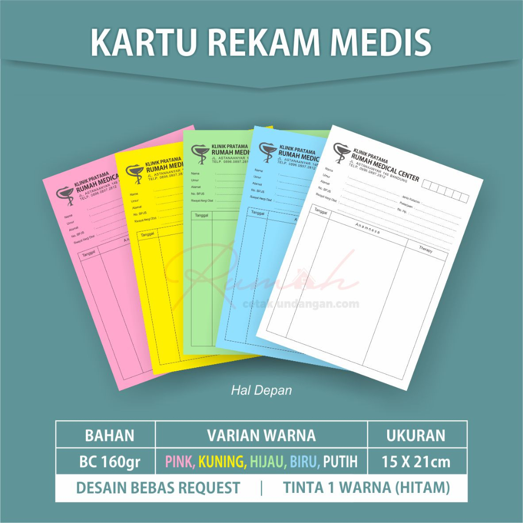 Jual Kartu Rekam Medis / Medical Record Card / Kartu Stock Barang ...