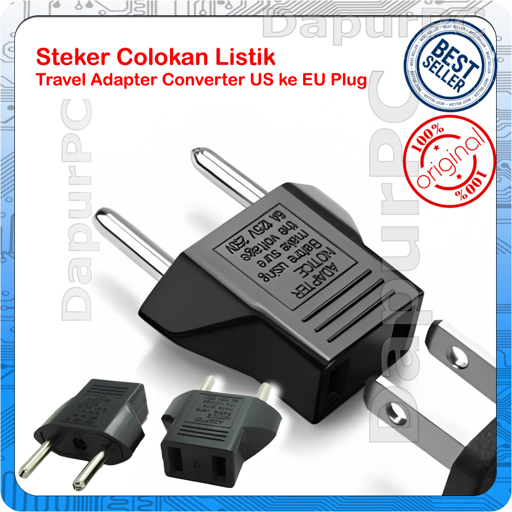 Jual Steker Colokan Listik Travel Adapter Converter US ke EU Plug ...
