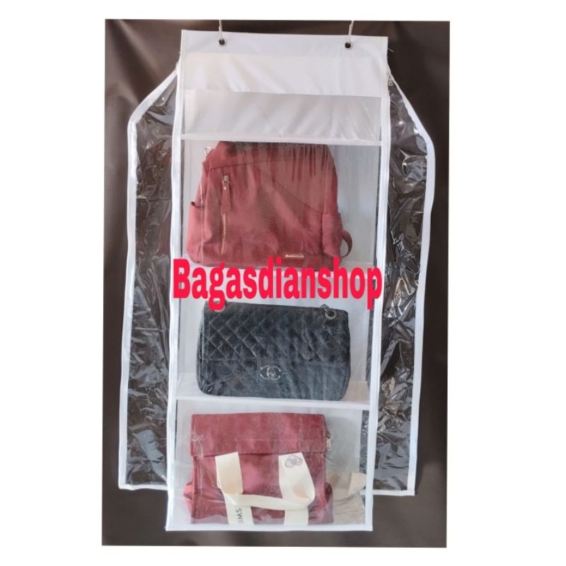 Jual Rak Tas Gantung Putih 3 susun dengan resleting | Shopee Indonesia