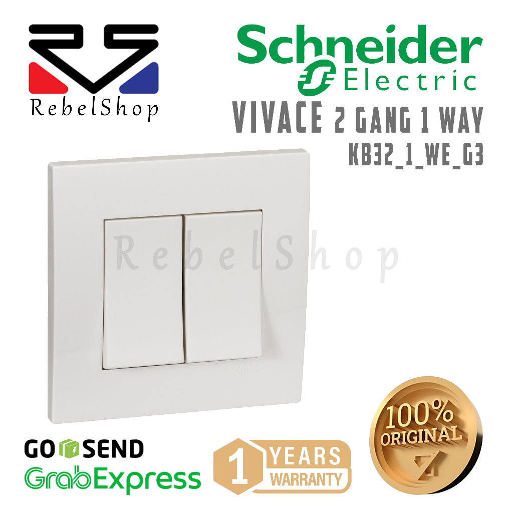 Jual Schneider Saklar Lampu Vivace 2 Gang 1 Way Seri 16AX - KB32_1_WE ...