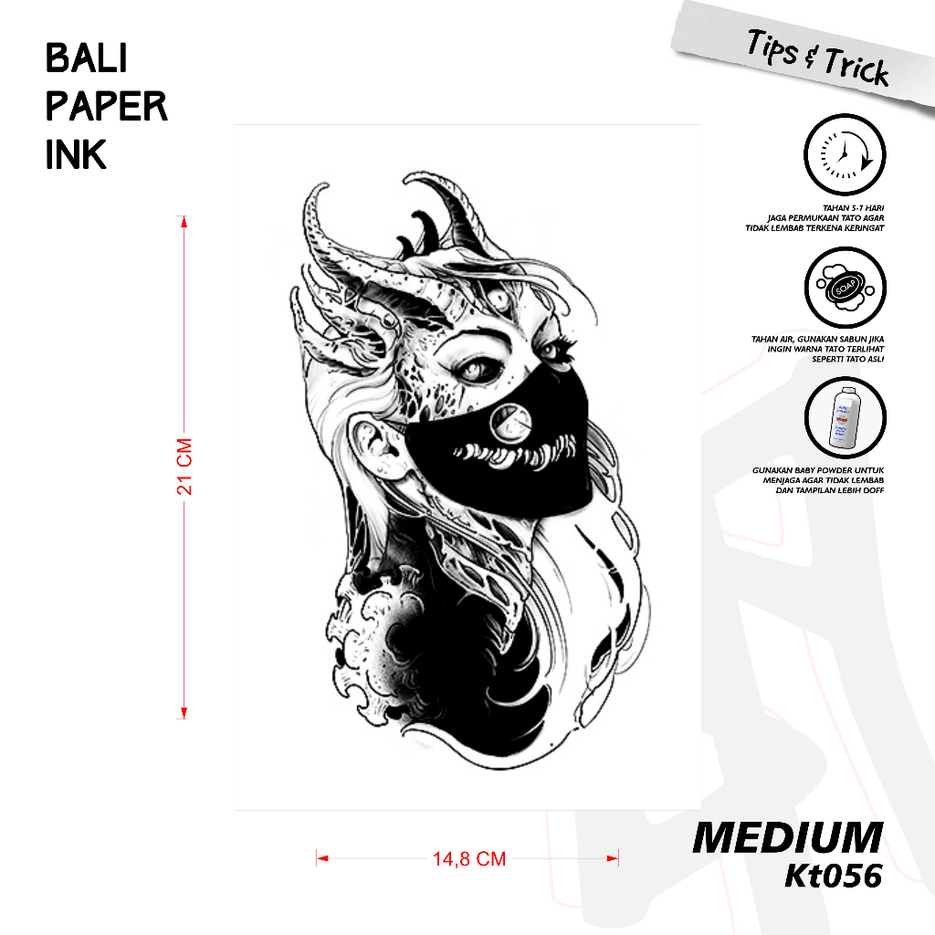 Jual Bali Paper Ink KT056 Mask Girl Tatto Temporary Basic Tato Temporer ...