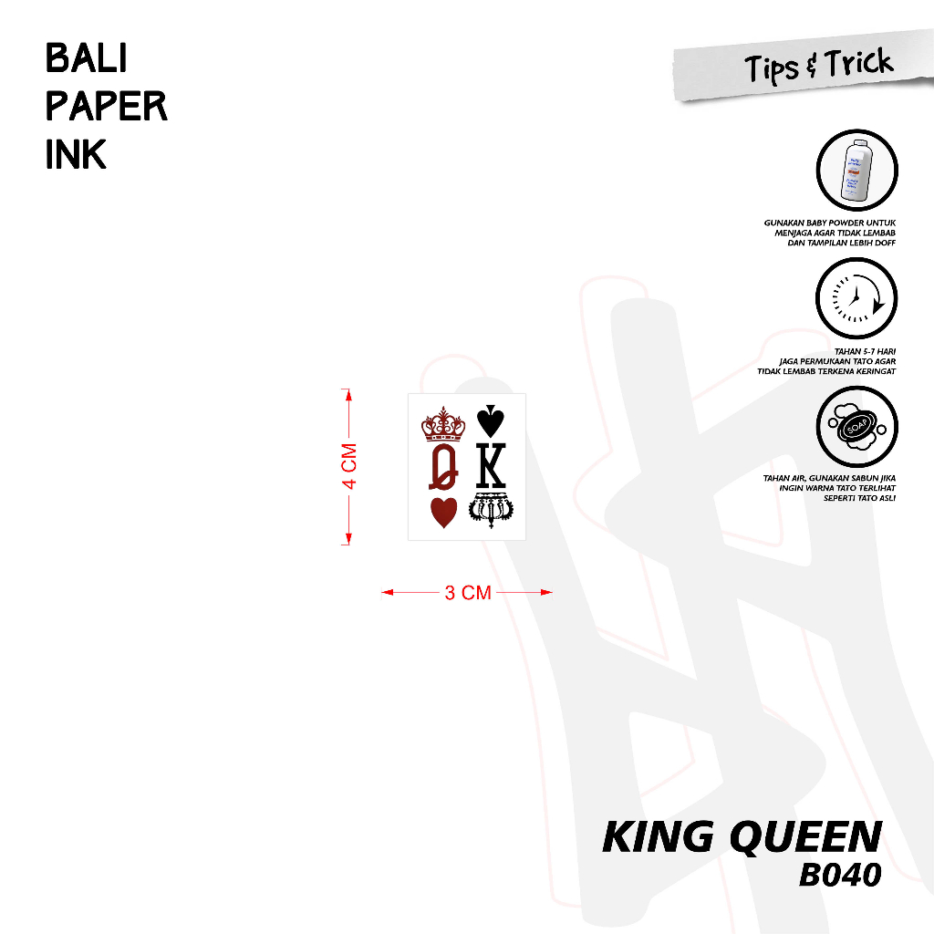 Jual Bali Paper Ink B040 King Queen Tatto Temporary Basic Tato Temporer ...
