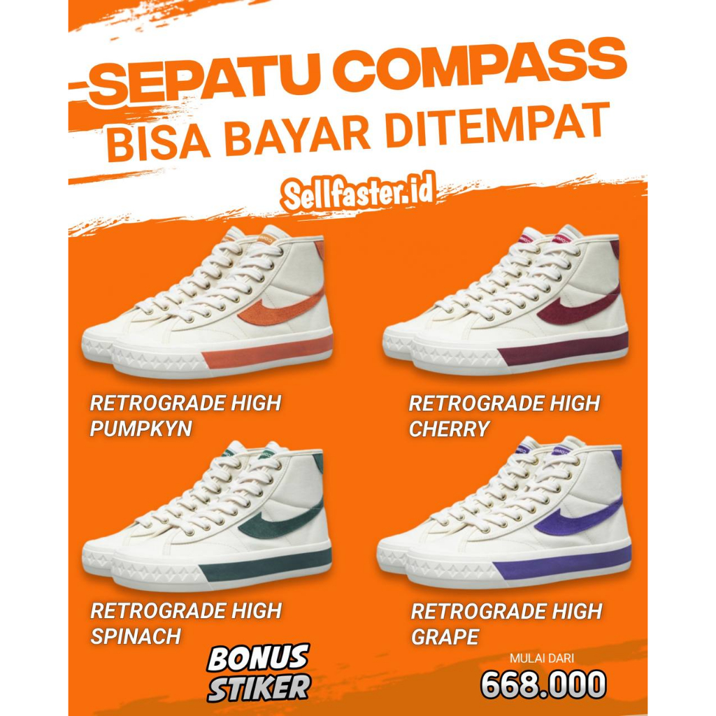 Jual Sepatu Compass Creme Retrograde High (Pumpkyn / Grape / Spinach ...