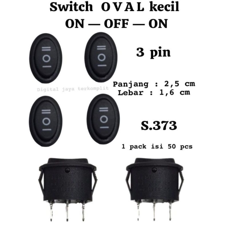 Jual Saklar Switch Power Rocker Oval 3 Pin 3 Kaki On Off On Bijian ...