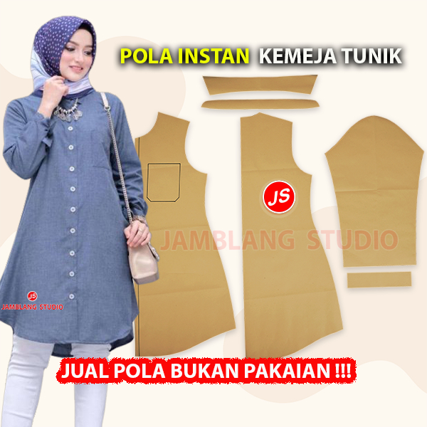 Jual Pola Instan Tunik Kerah Kemeja Sederhana | Shopee Indonesia