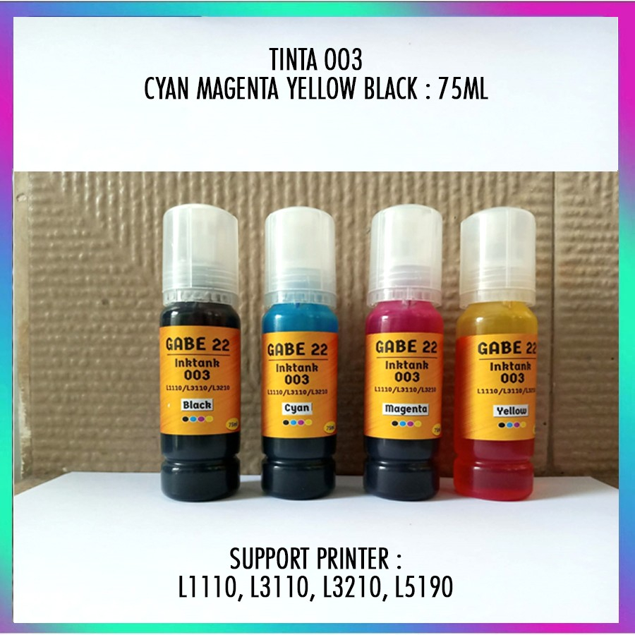 Jual Tinta Epson 003 Isi Ulang Eco Tank L Series 70ml SET 4 WARNA ...