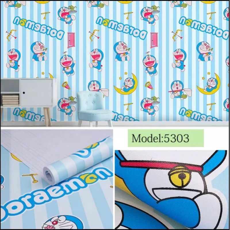 Jual Wallpaper Dinding Doraemon Salur Ukuran 45 Cm x 10 Meter Wallpaper Dinding Wallpaper ...