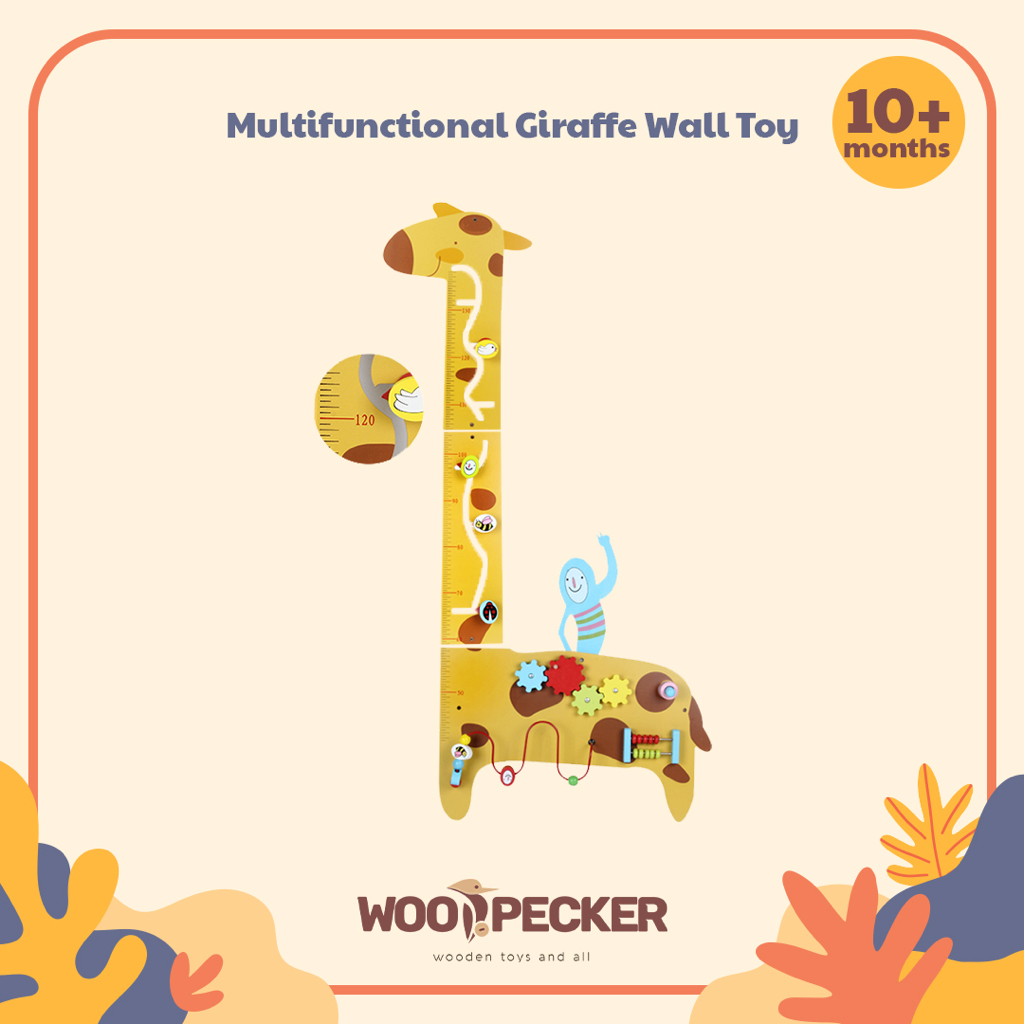 Jual Woodpecker - Mainan dinding jerapah kayu ukur tinggi anak bentuk ...
