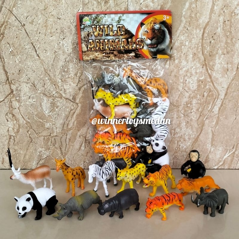 Jual Mainan Wild Animal 12pcs Binatang buas / Mainan animal karet ...