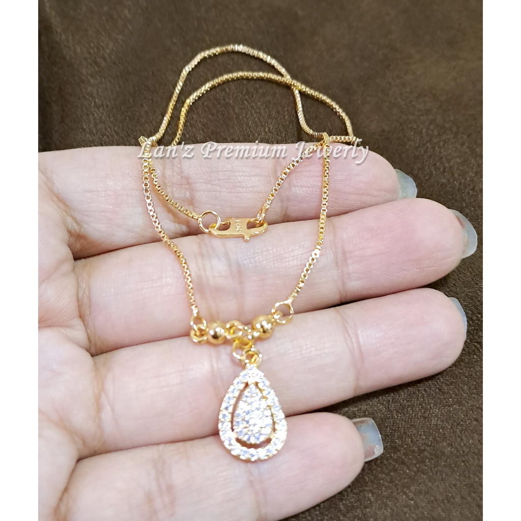 Jual Lan'z Kalung Anak Liontin Oval Full Kristal Titanium 18K ( Emas ...