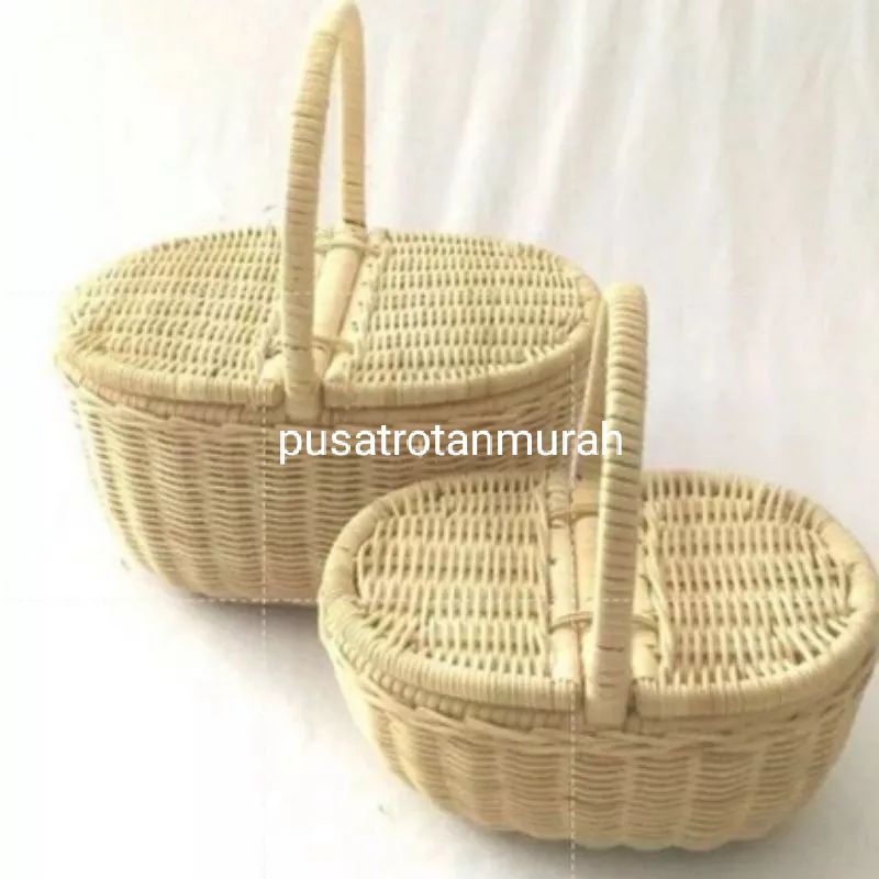 Jual keranjang rotan piknik ukuran besar full rotan berkualitas ...