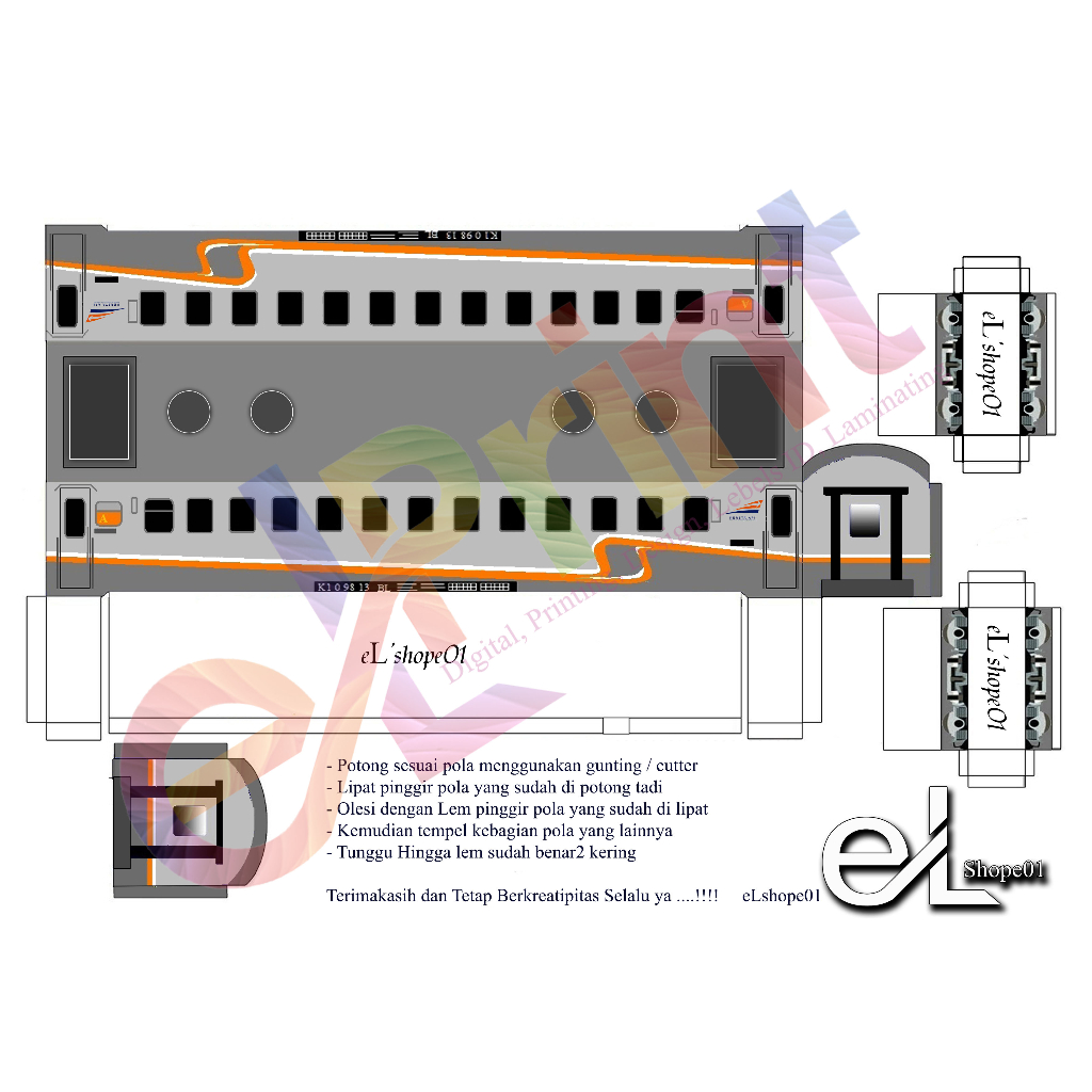 Jual Papercraft Pola Kereta Api Indonesia / Mainan Edukatif Anak ...