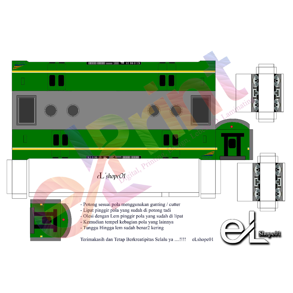 Jual Papercraft Pola Kereta Api Indonesia / Mainan Edukatif Anak ...