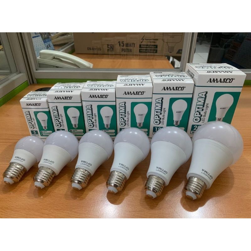 Jual AMASCO OPTIMA Lampu LED Bulb 5W 7W 9W 12W 15W 18W 20W Cahaya Putih / Kuning Warmwhite ...