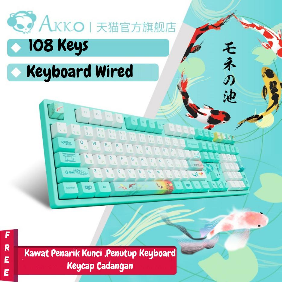 Jual AKKO 108 KEY WIRED Mechanical Gaming Keyboard KOI MONET'S POND ...