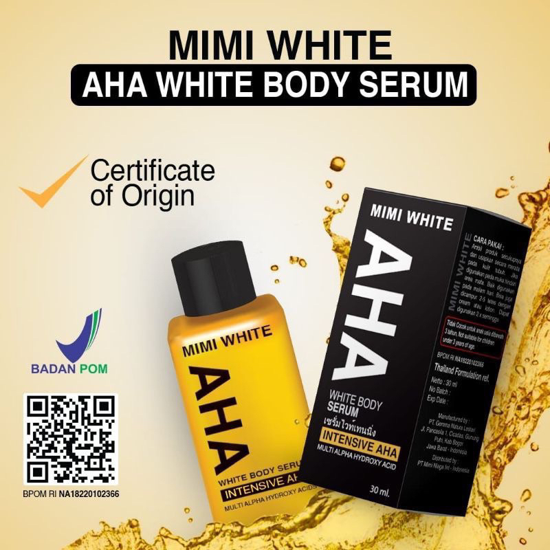 Jual MIMI WHITE AHA BODY SERUM | mini white Body soap | BUNDLING Aha ...