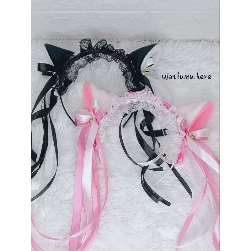 Jual Bando Renda Telinga Kucing Cosplay Kawai - Ruffle Cat Ear Headband ...