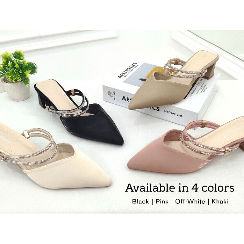 Jual Simoncelli Sandal Wanita Tumit Tahu 4 Cm Mutiara Import Polos ...