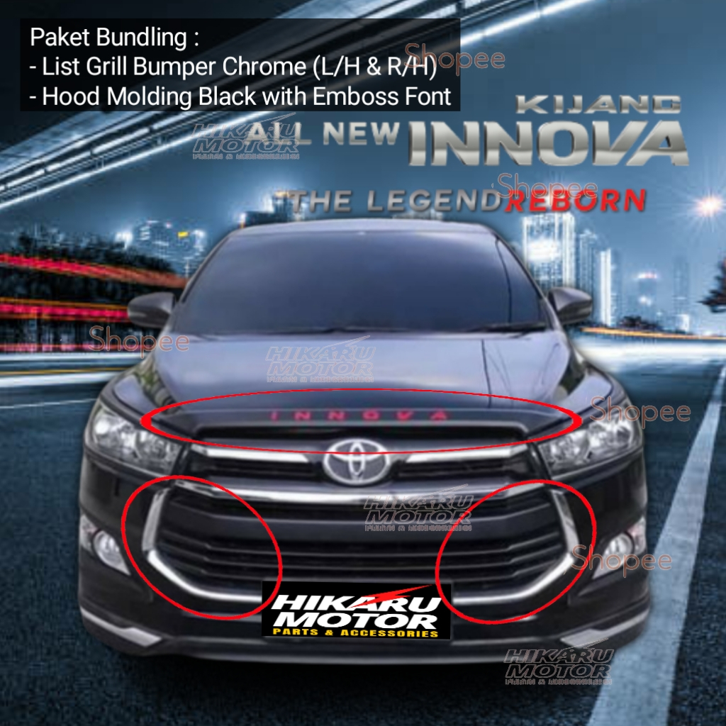 Jual PAKET Innova Reborn 2016-Up Lis Kap Mesin Garnish Grill Bumper ...