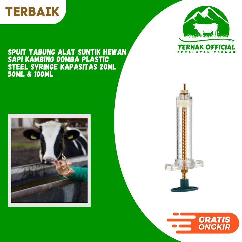 Jual Spuit Tabung Alat Suntik Hewan Sapi Kambing Domba Plastic Steel ...