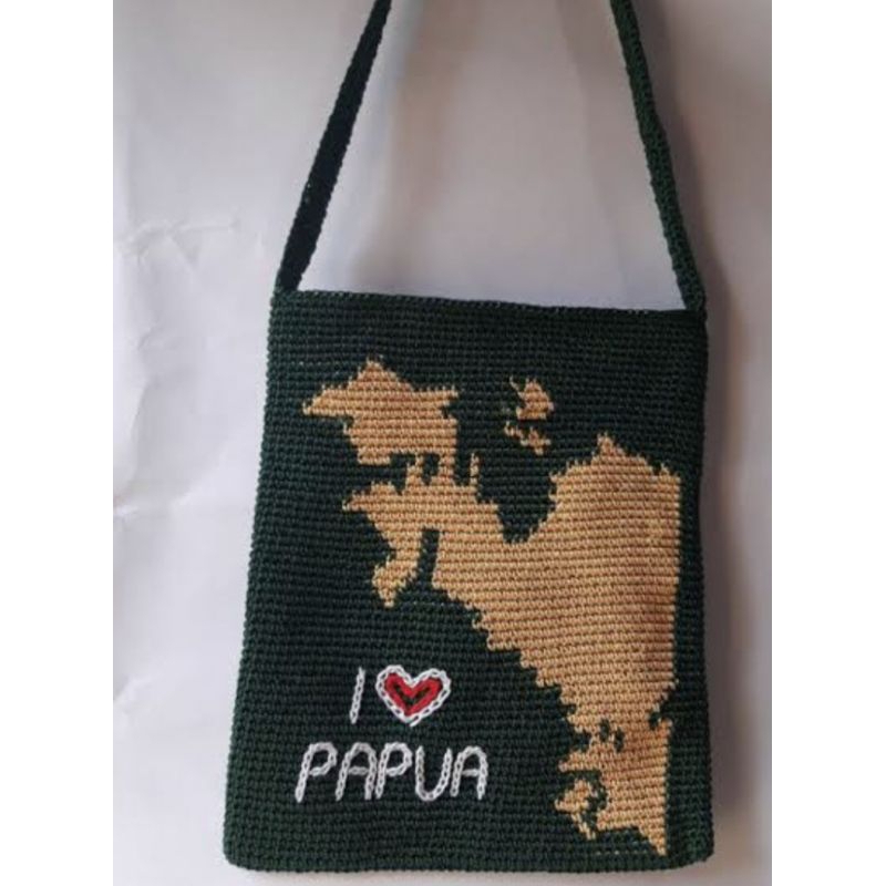Jual TAS NOKEN MOTIF PULAU PAPUA / TAS RAJUT PETA PAPUA / TAS NOKEN ...