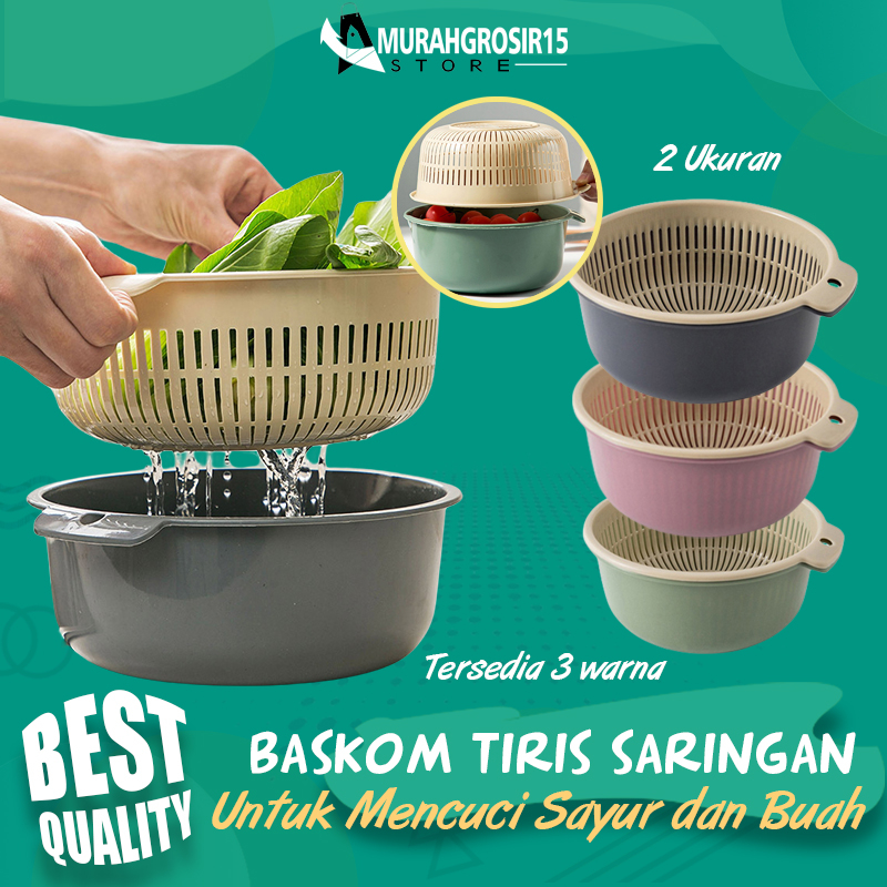 Jual Wadah Cuci Sayur / Baskom Peniris Pengering Serba Guna | Shopee ...