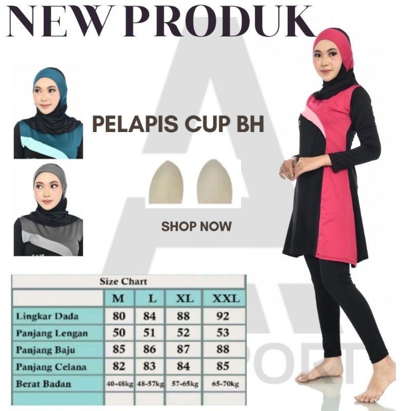 Jual Baju renang muslimah polos hijab syar'i/ baju renang hijab PREMIUM ...