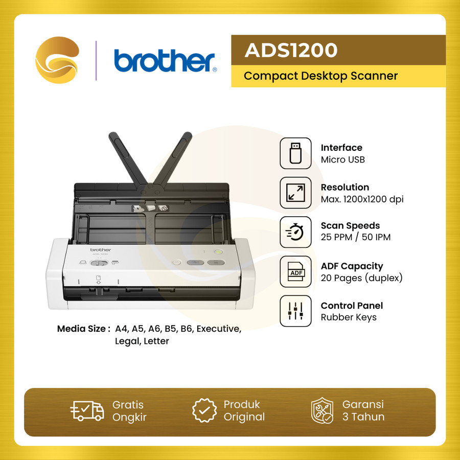 Jual BROTHER Scanner ADS1200 Scanner Brother ADS 1200 Compact Document ...