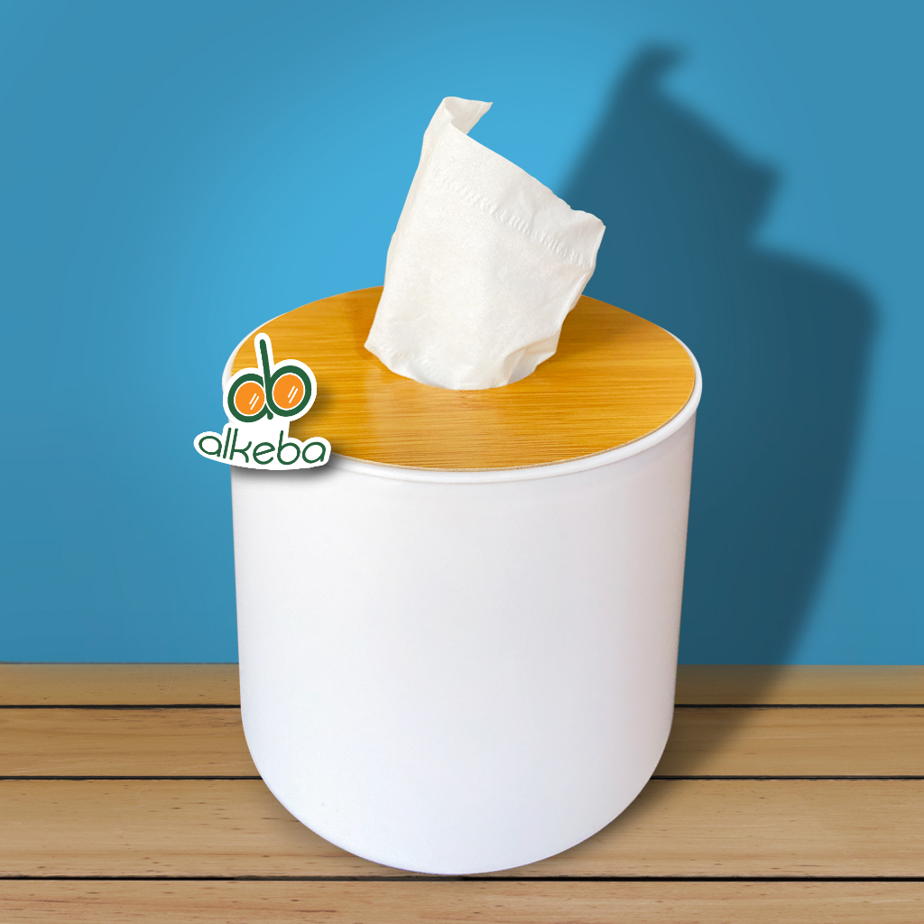 Jual Tempat Tisu Roll Bulat Tutup Kayu Dispenser wooden bamboo tissue ...