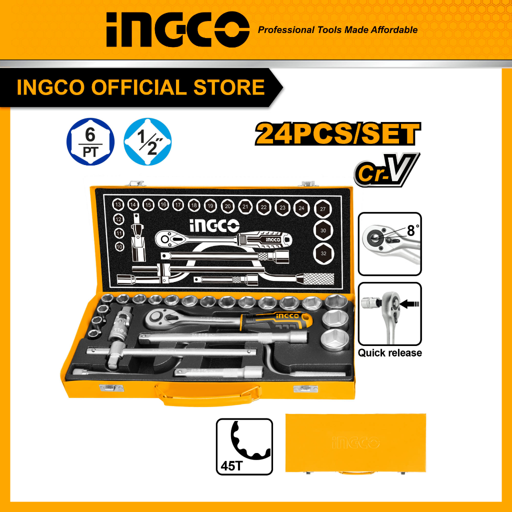Jual (INGCO) - ToolKit KUNCI SOCK 1/2" 24PCS TOOL SET INGCO ALAT ...