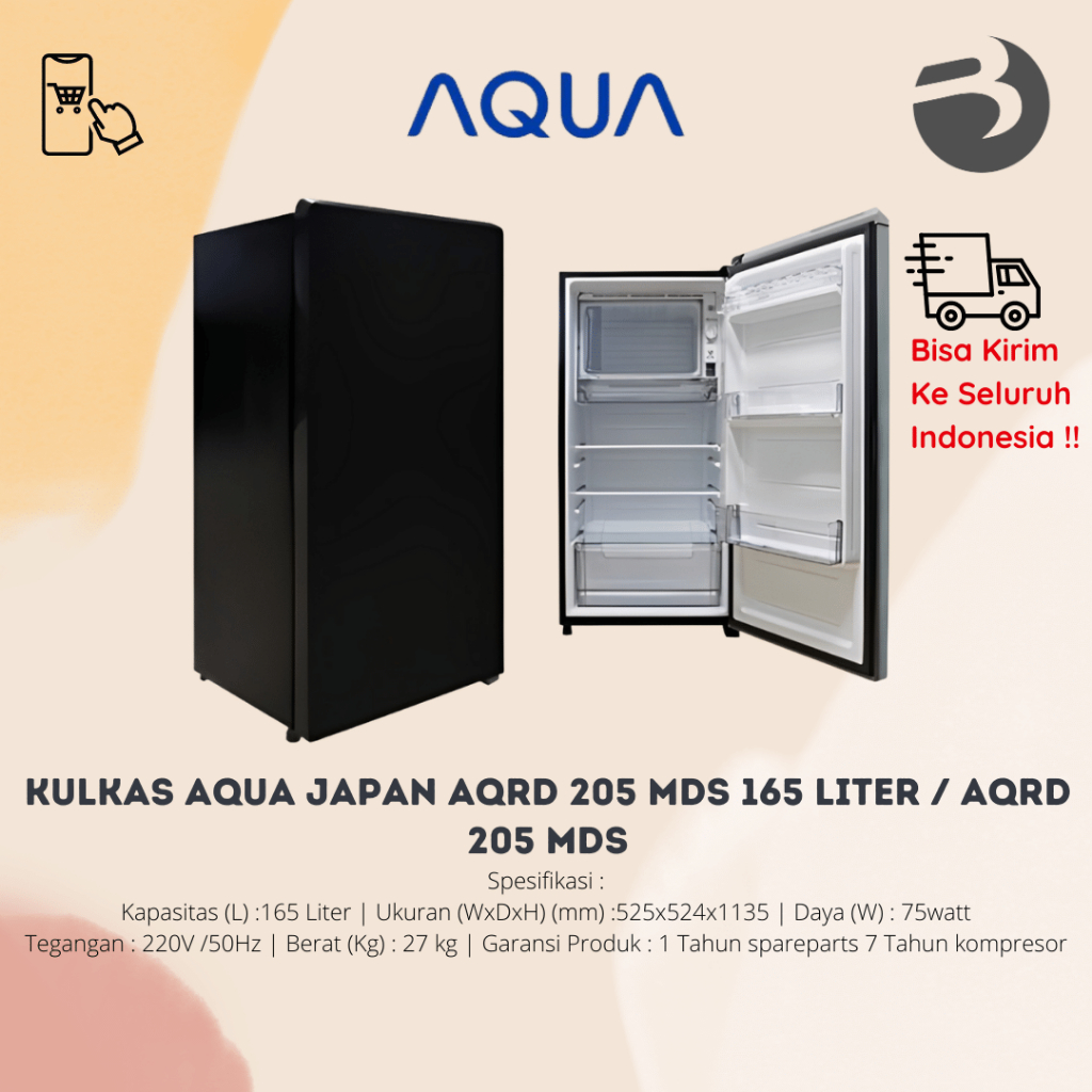 Jual KULKAS AQUA JAPAN AQRD 205 MDS 165 LITER / AQRD 205 MDS | Shopee ...