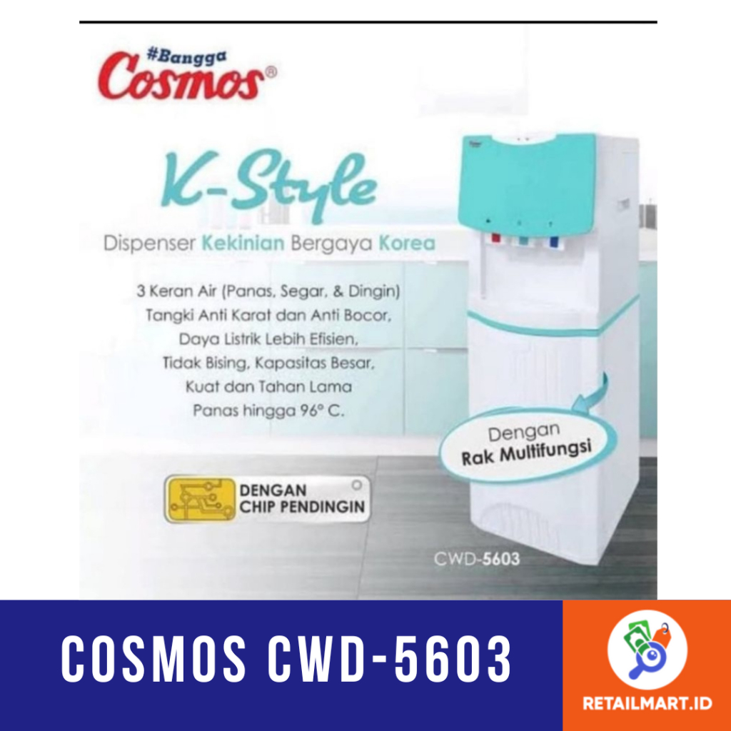 Jual COSMOS : CWD-5603 DISPENSER TINGGI GALON ATAS 3 KRAN CWD 5603 ...