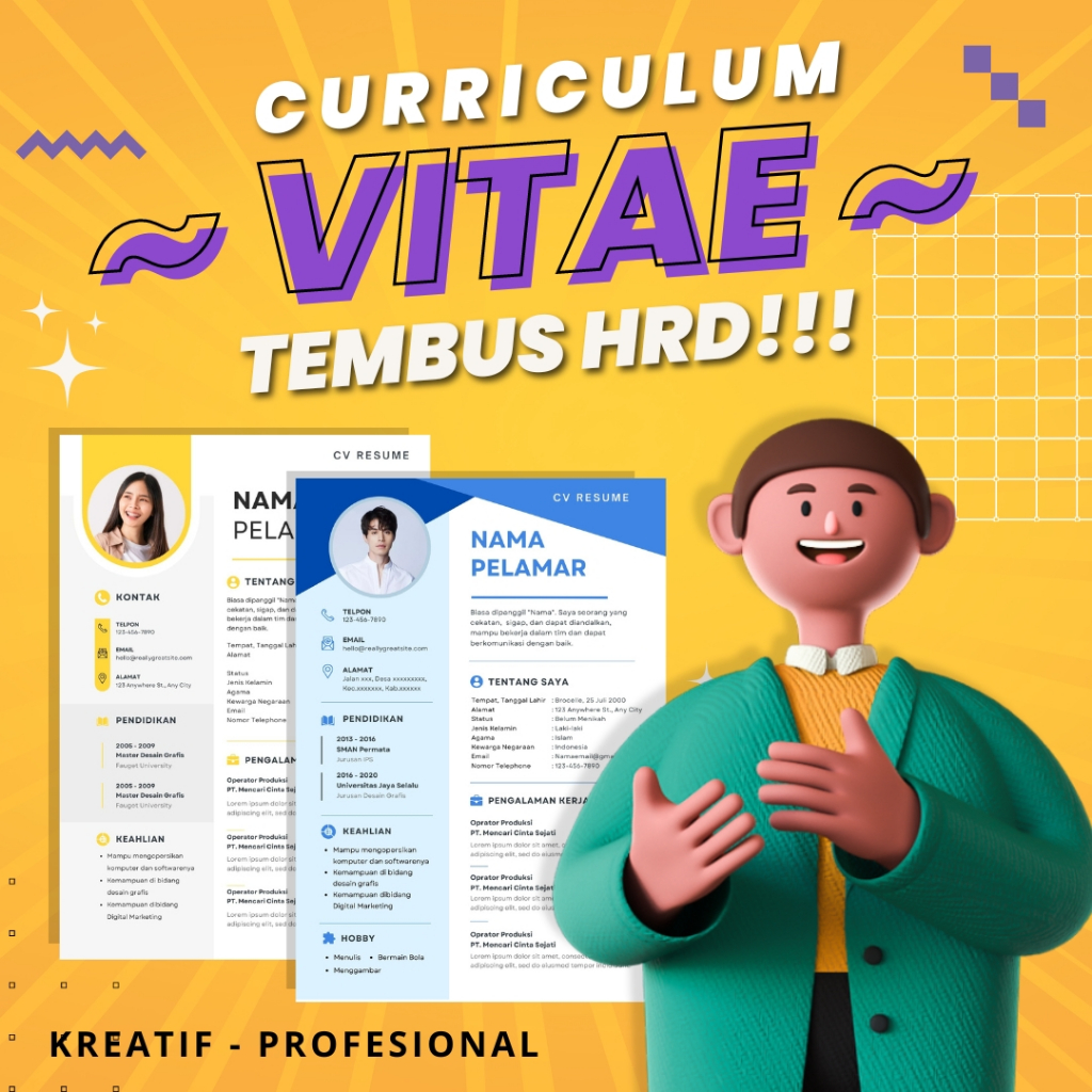 Jual Jasa Pembuatan CV | curriculum vitae | CV | Resume | minimalist ...