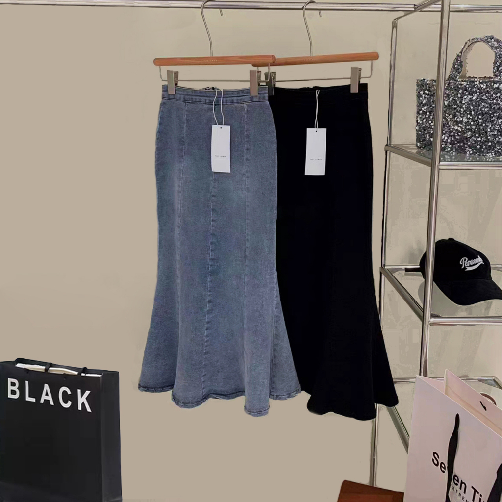 Jual rok plisket rok jeans panjang rok belah samping rok korean style ...